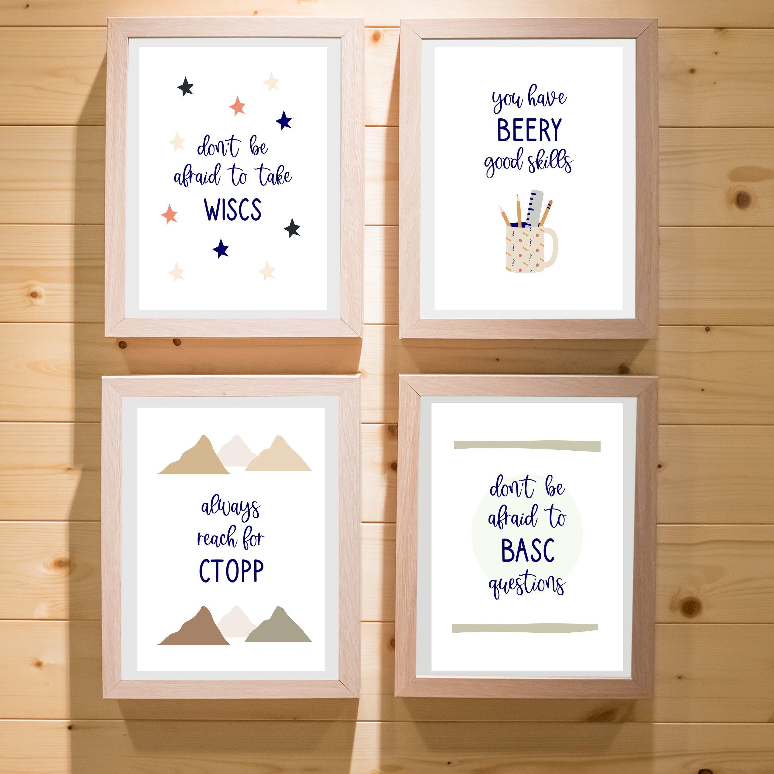 Set of 4 Test Kit Prints Bundle - School Psychologist Print Set ...