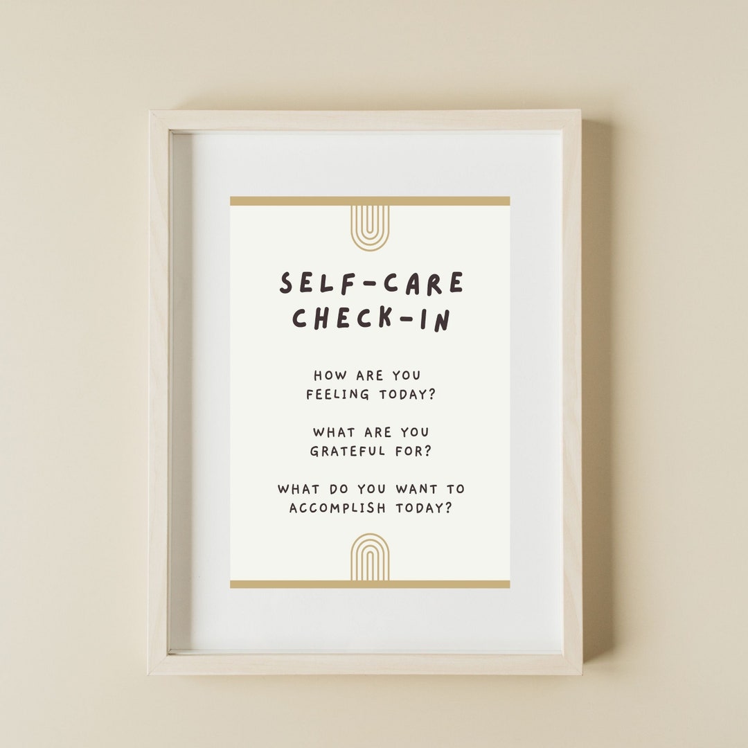 Self-care Check-in Print - Mental Health - School Psychologist Office ...
