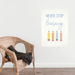 Never Stop Learning Print - School Psychologist Office Decor - School ...