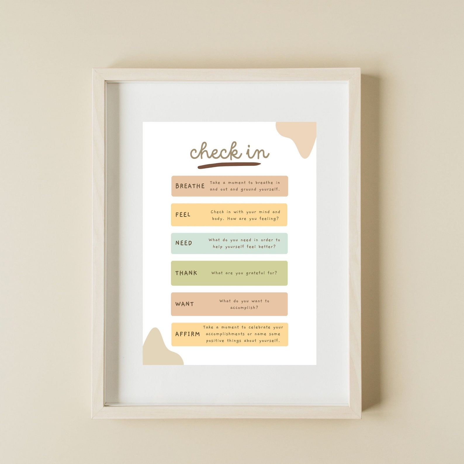 Self Care Check in Print- School Psychologist Office Decor- School ...