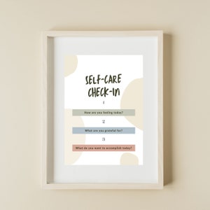 Self Care Check in Print - Mental Health - School Psychologist Print ...