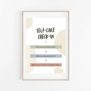 Self Care Check in Print - Mental Health - School Psychologist Print ...