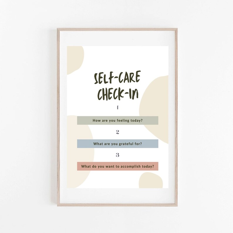 Self Care Check in Print Mental Health School Psychologist - Etsy