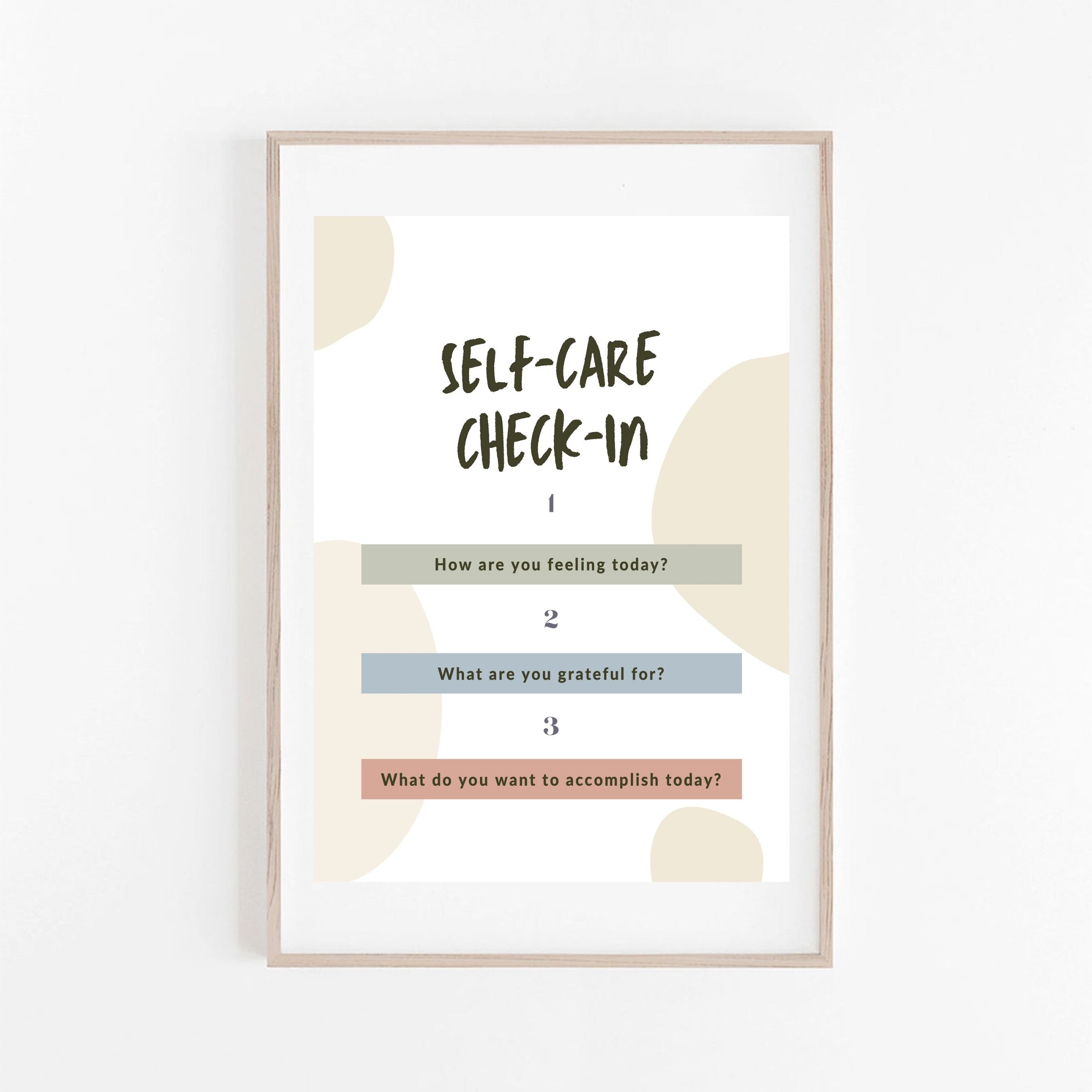 Self Care Check in Print Mental Health School Psychologist - Etsy