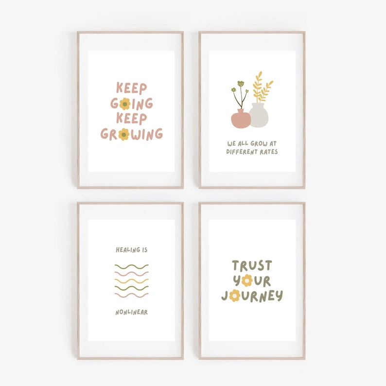 Set of 4 Growth Print Set School Psychologist Counselor | Etsy