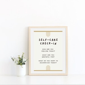 Self-care Check-in Print - Mental Health - School Psychologist Office ...