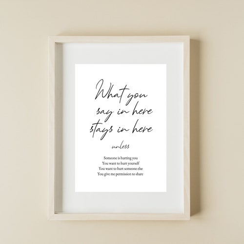 Minimal Confidentiality Sign Poster What You Say Here Stays - Etsy