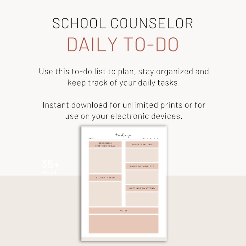 School Counselor Daily to Do List Counselor Form School - Etsy