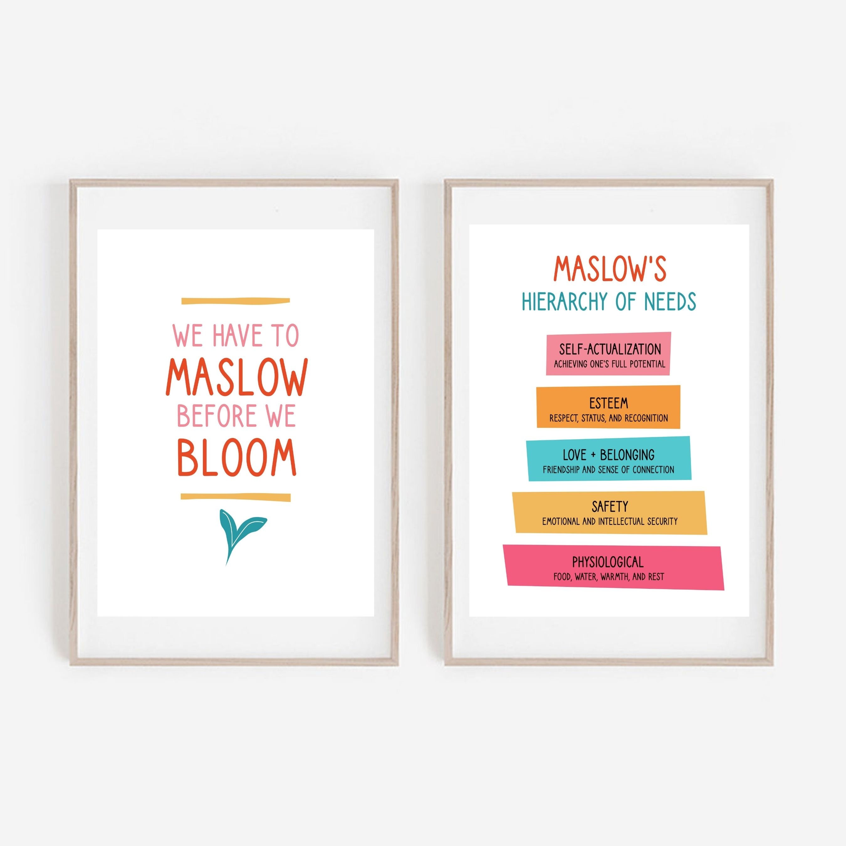 Maslow Print Set- Maslow's Hierarchy of Needs Print- Maslow Before ...