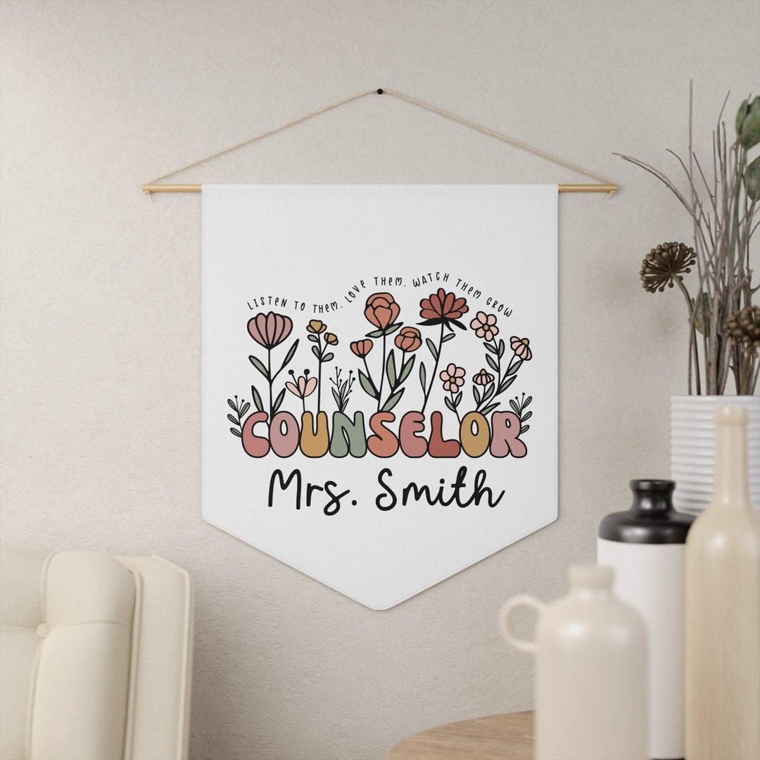 Personalized Counselor Office Banner- Custom School Counseling Pennant ...