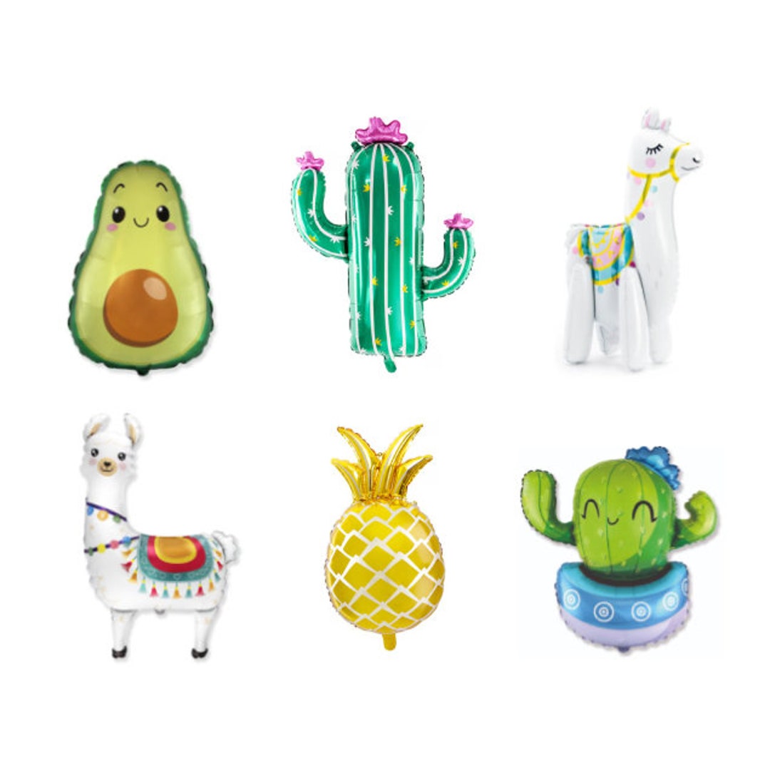 Fiesta Party Jumbo Mylar Balloon Avocado, Cactus, Llama, Pineapple ...