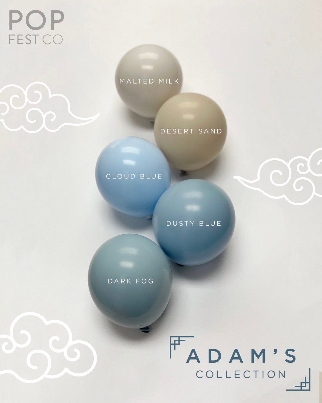 Soft Cloud Blue Dusty Blue DIY Double Stuffed MATTE Balloon Garland Kit ...