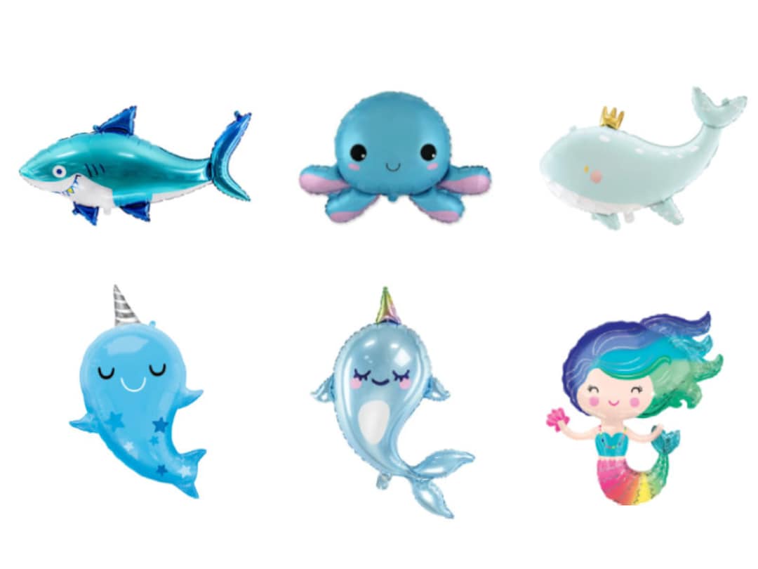 Ocean Sea Creature Mylar Balloons | Ocean Animal Foil Balloons | Shark ...