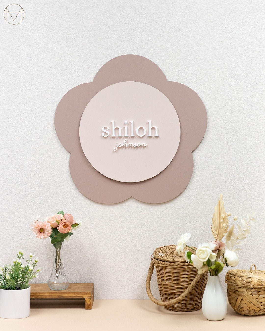 Wooden Flower Name Sign - Handmade, Hand Crafted, Daisy Theme, Birthday ...