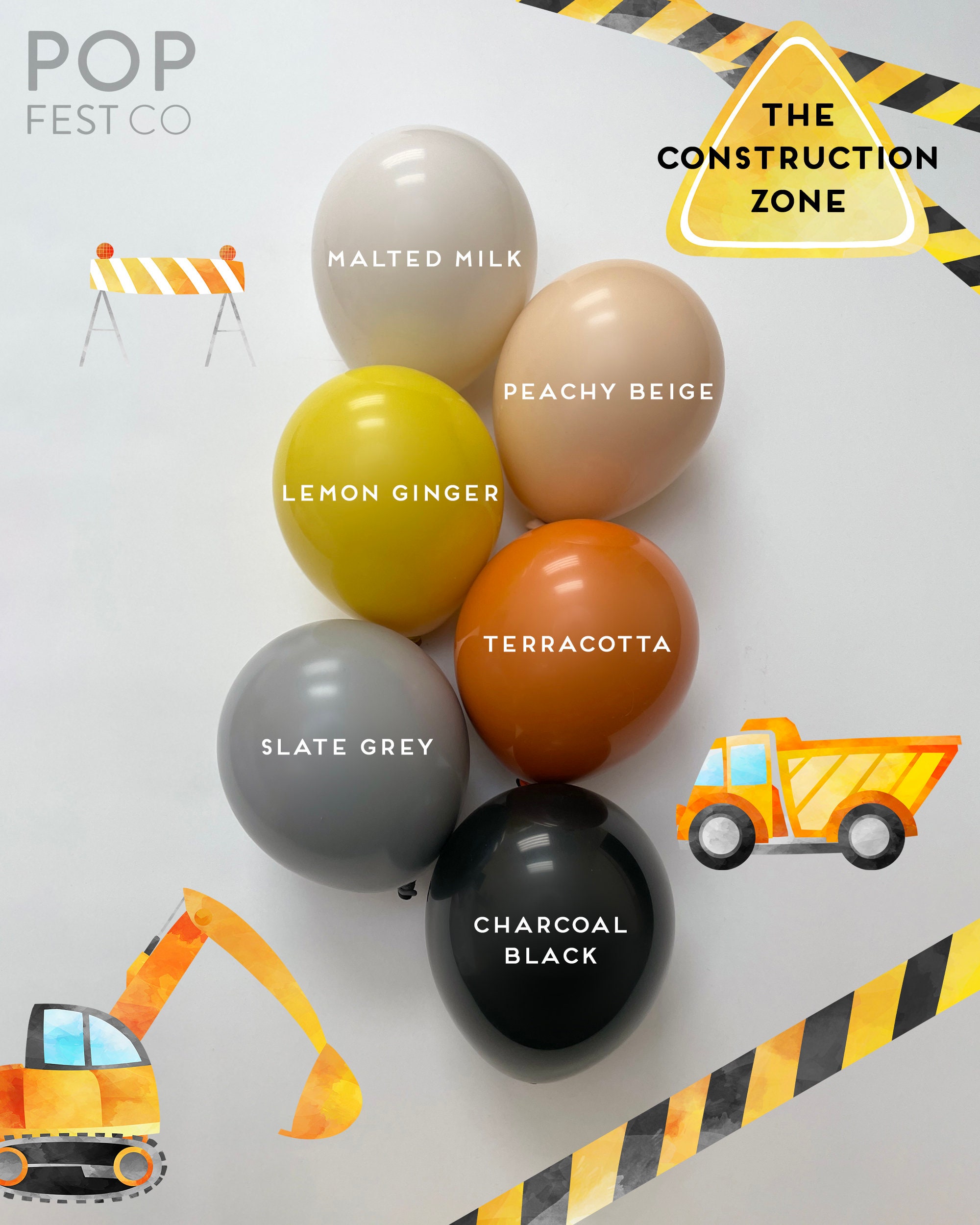 Construction Zone DIY Double Stuffed MATTE Balloon Garland Arch Kit ...
