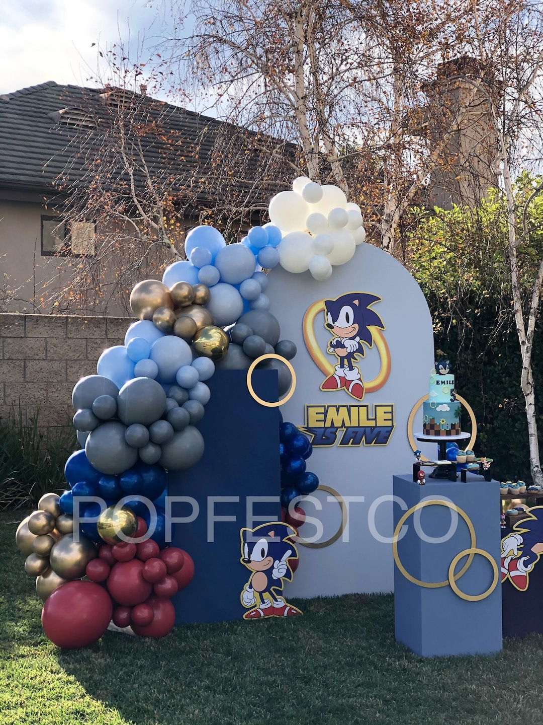 Blue Gold Foil Orb DIY Double Stuffed MATTE Balloon Garland Kit/ Sonic ...