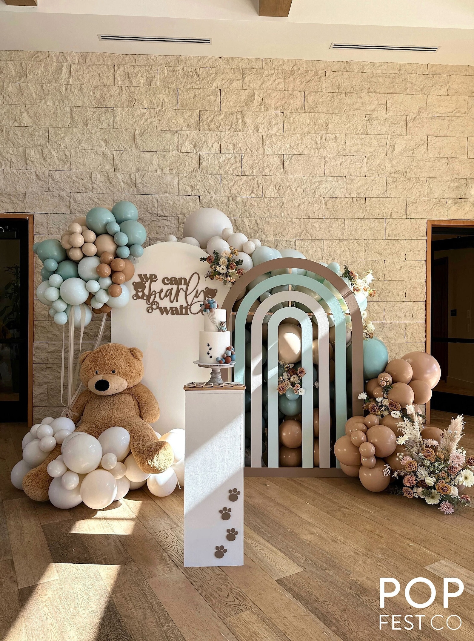 Teddy Bear Baby Shower Dusty Blue Brownneutral Balloon - Etsy