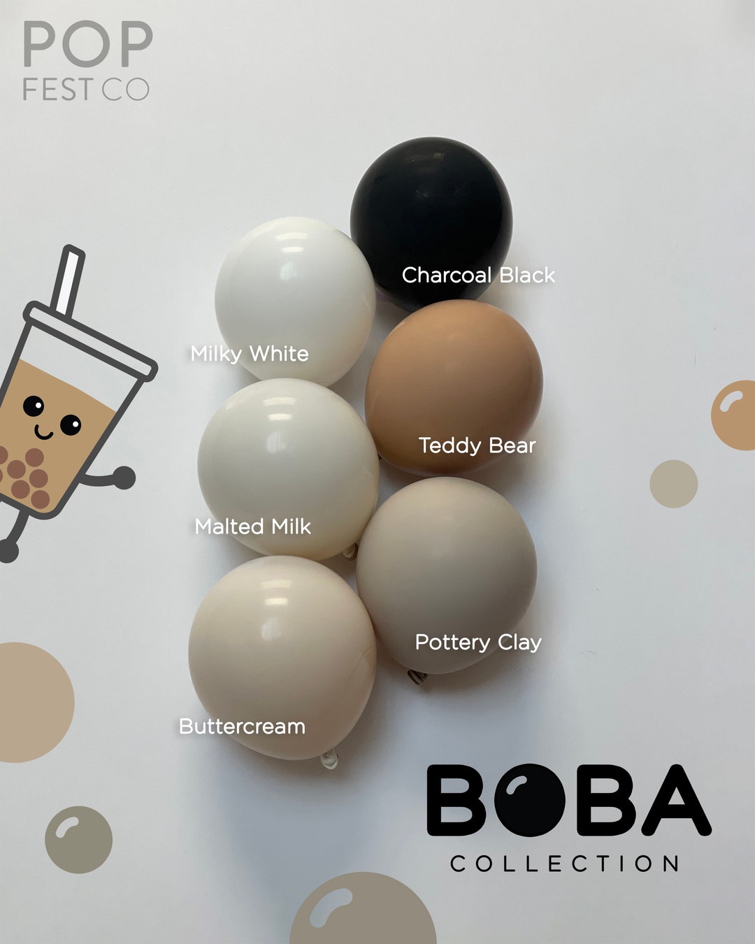 DIY Balloon Arch Garland Kit | Brown, White, Cream, Black | Boba ...