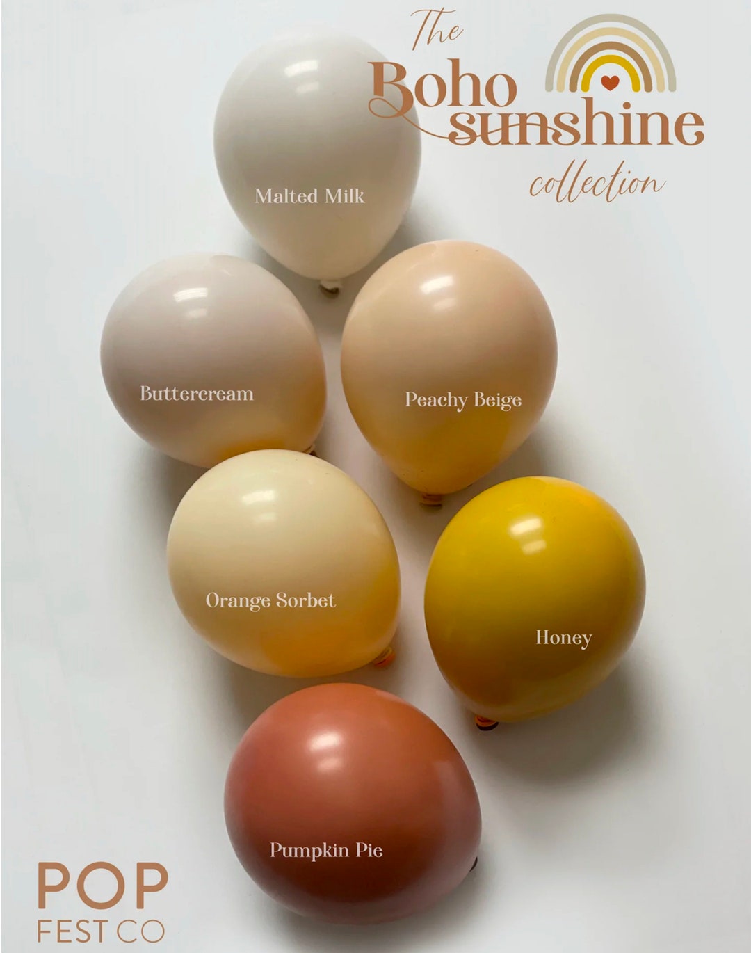 Individual MATTE Colors Double Stuffed Balloons | Boho Beige Sunshine ...