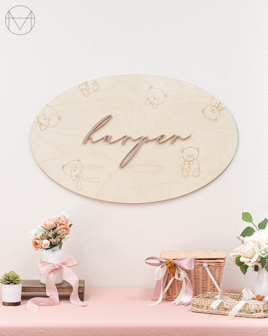 Wooden Teddy Bear Name Sign - Handmade, Hand Crafted, Bear Theme ...