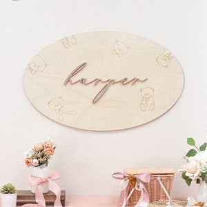 Wooden Teddy Bear Name Sign - Handmade, Hand Crafted, Bear Theme ...
