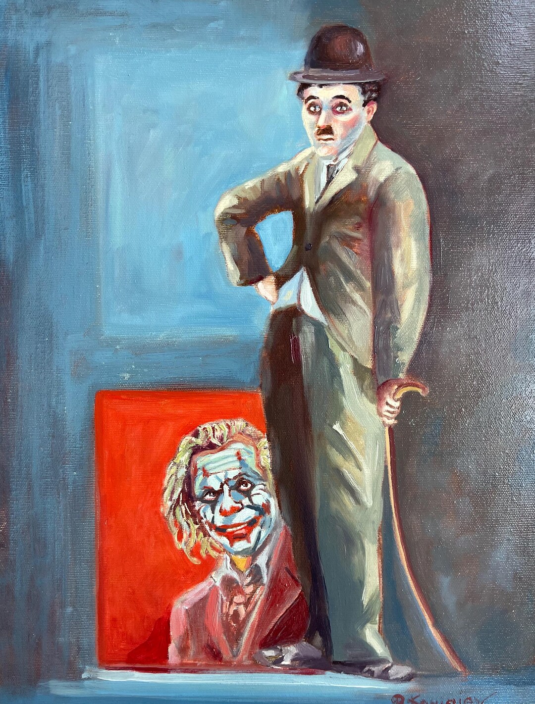Charlie Joker Pop Art Original Oil Painting on Canvas Modern Pop Art ...
