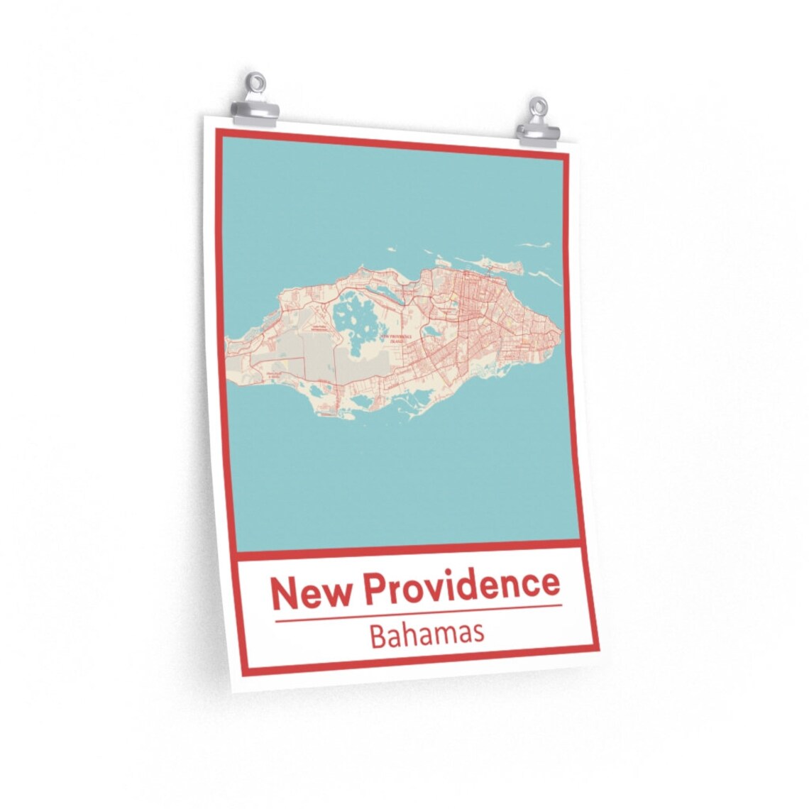 Retro New Providence Island Bahamas Street Map Poster & - Etsy