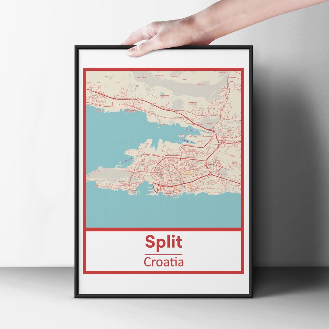 Retro Split Croatia Street Karte Poster & Leinwand - Etsy.de