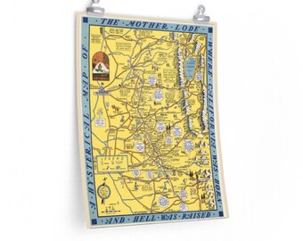 1948 A Hysterical Map of the Mother Lode I California Gold Country - Etsy