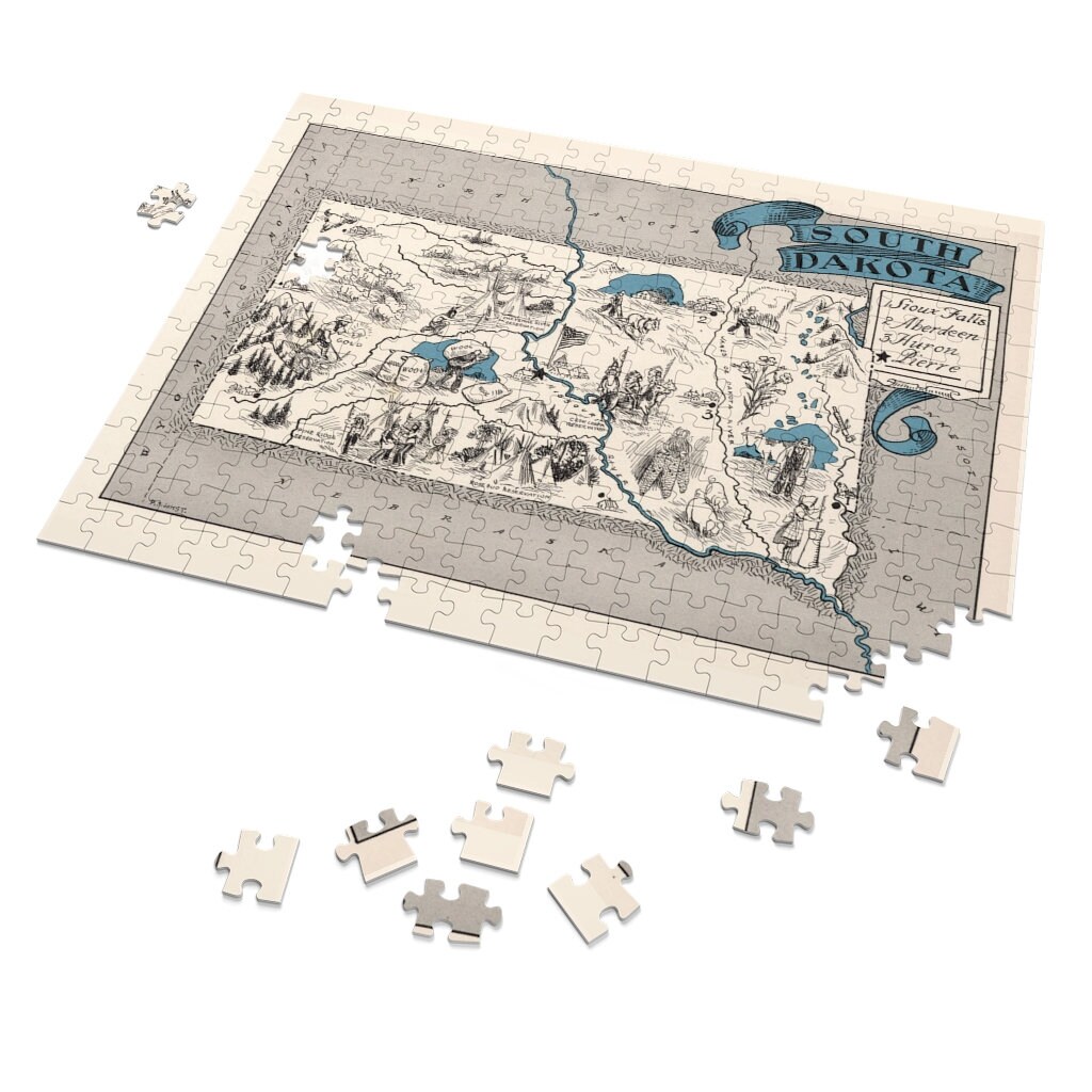 Jigsaw Puzzle Map of South Dakota 252 or 500 Pieces | Etsy