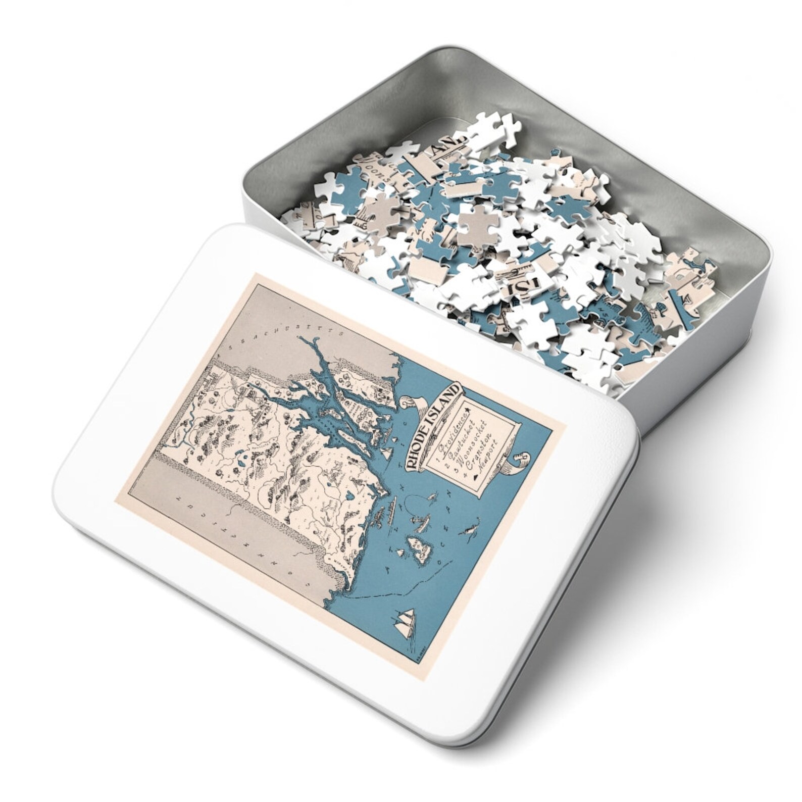 Jigsaw Puzzle Map of Rhode Island 252 or 500 Pieces | Etsy