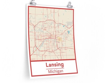 Lansing Street Map - Etsy