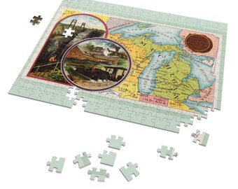 Michigan Map Puzzle - Etsy