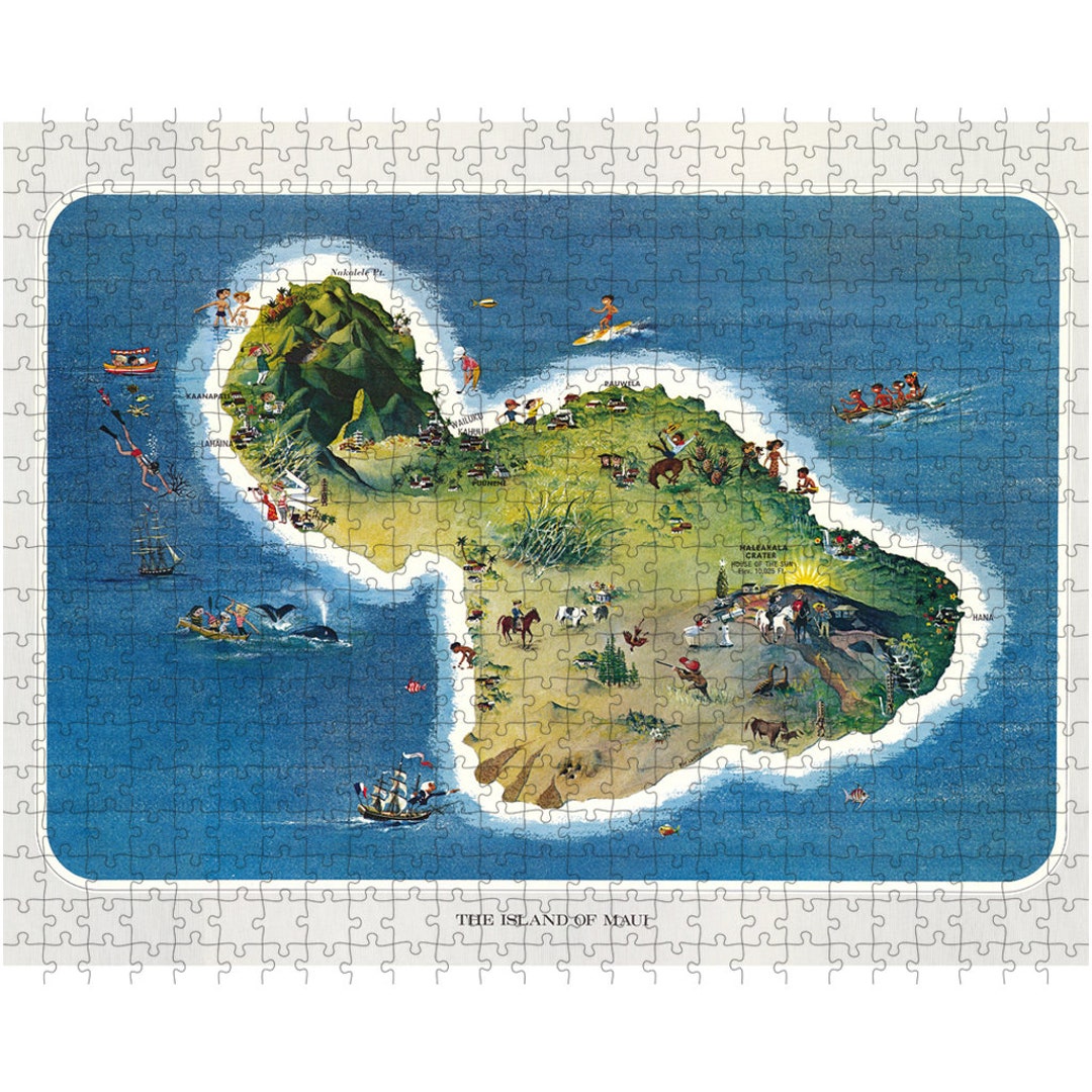 The Island of Maui Hawaii Jigsaw Puzzle 252 or 500 Pieces Map Gift the ...