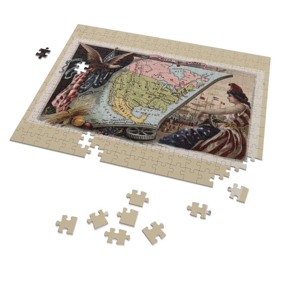 Puzzles Toys & Games 11x14in | Historic Map & Illustration 1890 ...