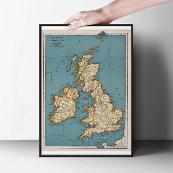 Popular British Isles Atlas Map Print England Wales - Etsy