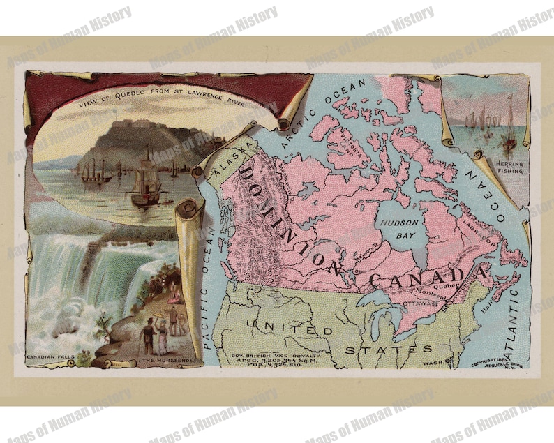 Illustrated Map of Canada 1890 Digital Print Historic - Etsy