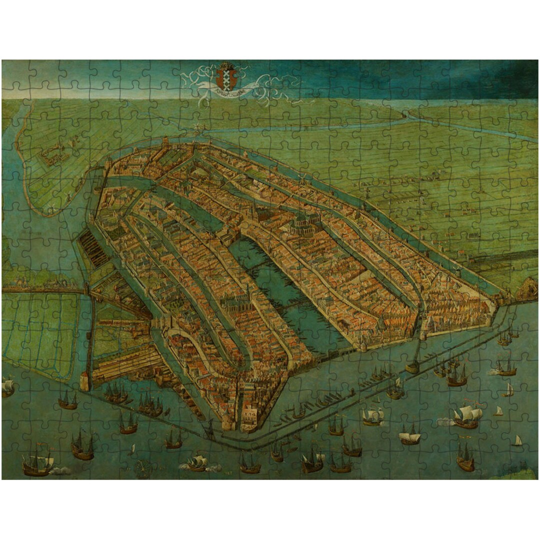 Jigsaw Puzzle Map of Amsterdam Holland 252 Pieces Vintage Bird's Eye ...