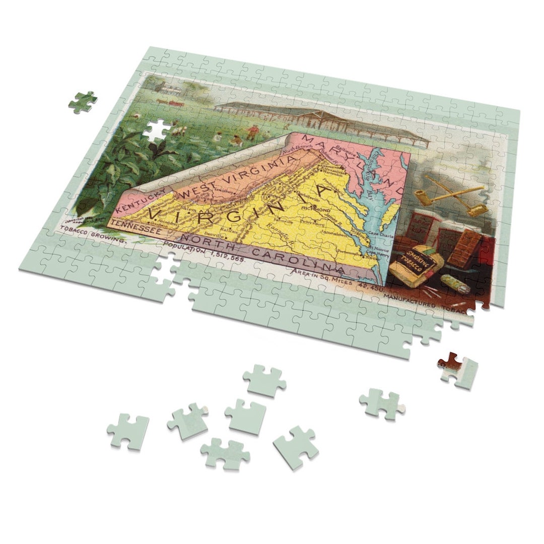 Vintage Virginia Jigsaw Puzzle 252 Pieces Historic Map & Illustration ...