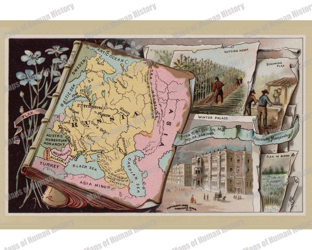 Illustrated Map of Russia 1890 Digital Print Historic - Etsy UK