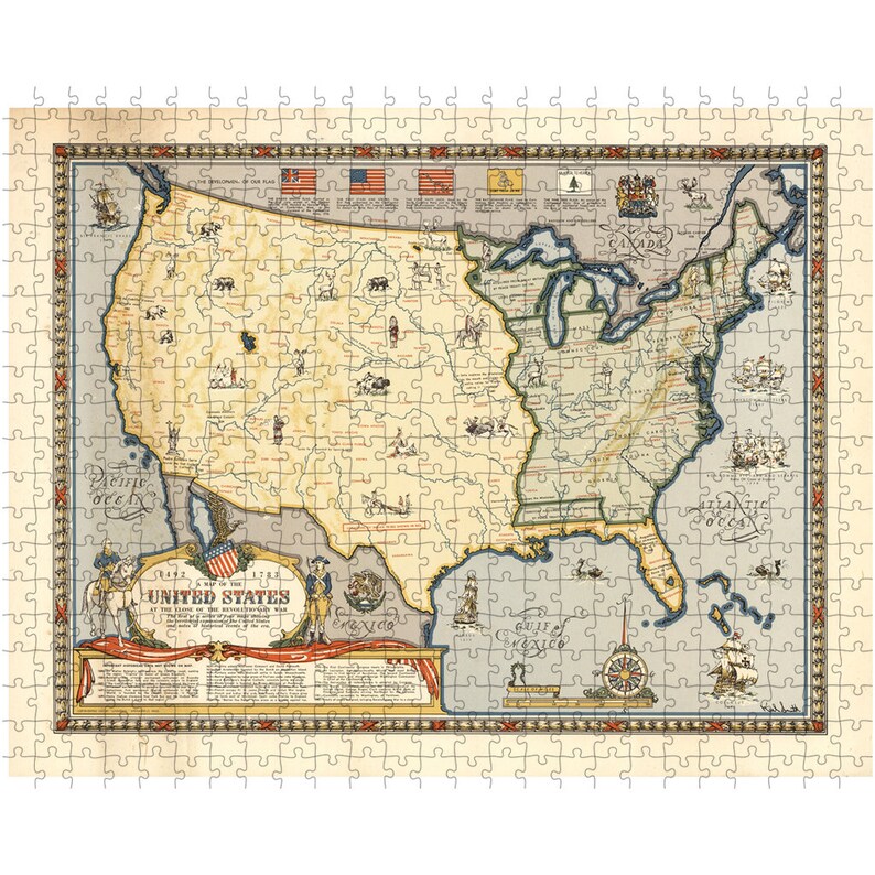Games & Puzzles Toys & Games 1880s Vintage Map Puzzle of the United ...