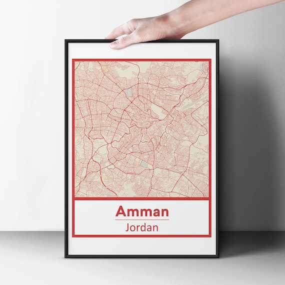 Retro Amman Jordan Street Map Poster & Canvas Print Options - Etsy ...