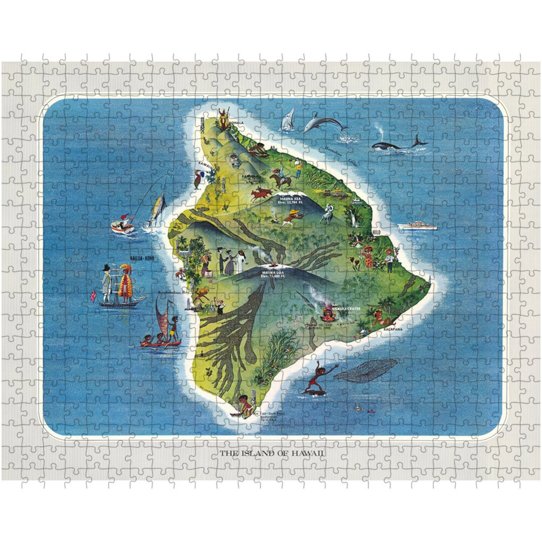 The Island of Hawaii Jigsaw Puzzle 252 or 500 Pieces Map Gift - Etsy