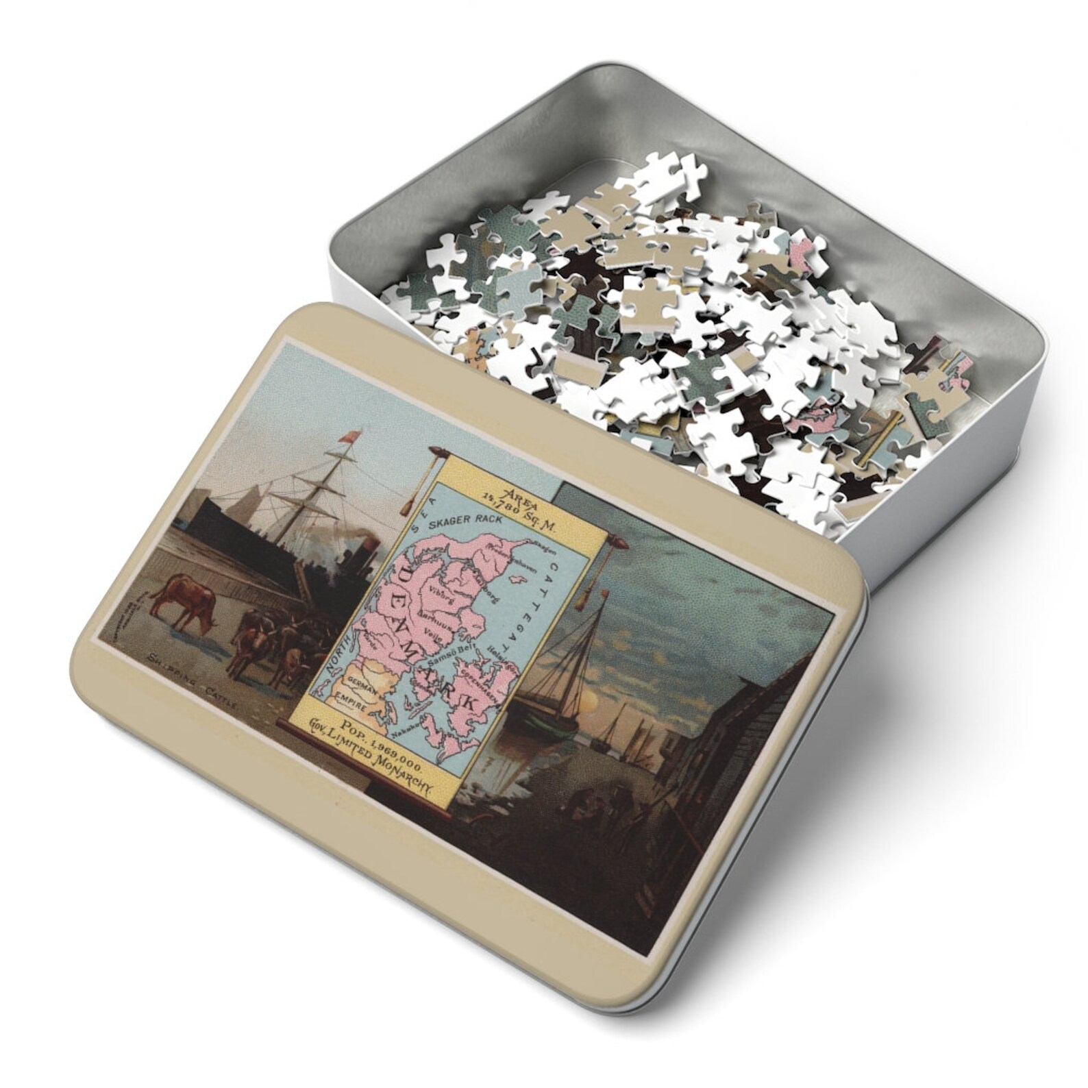 Historic Denmark Jigsaw Puzzle 252 Pieces Historic Map & Illustration ...