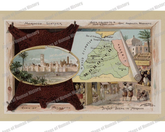 Illustrated Map of Morocco 1890 Digital Print Historic - Etsy