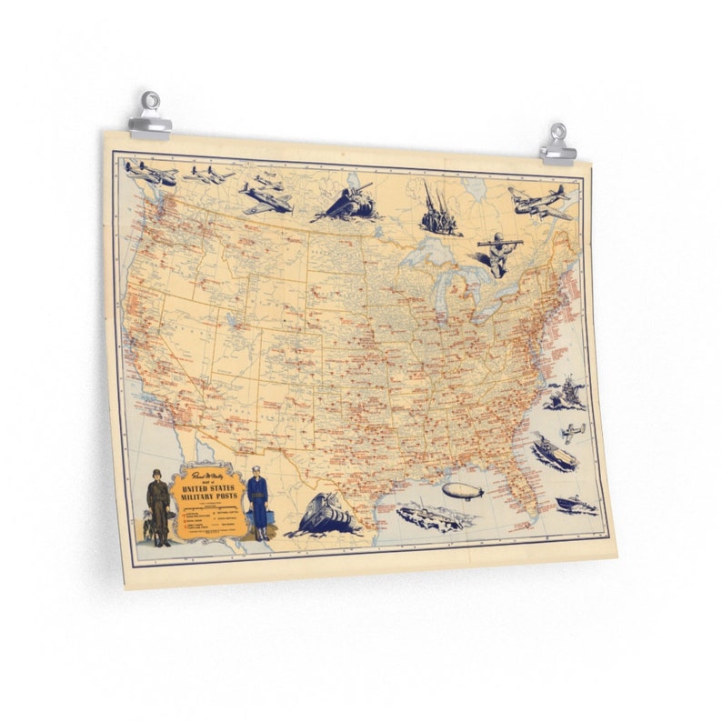 Map of United States Military Posts 1944 Poster & Canvas - Etsy
