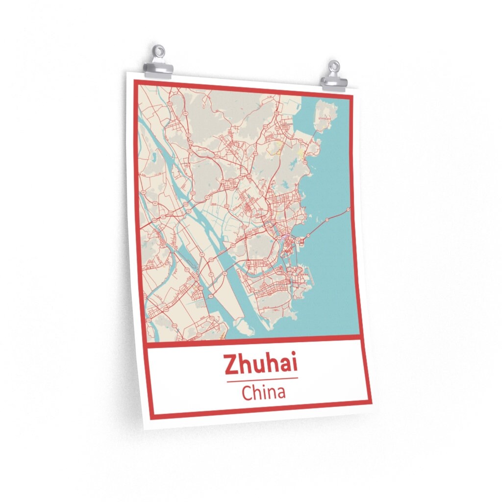 Retro Zhuhai China Street Map Poster & Canvas Print Options - Etsy