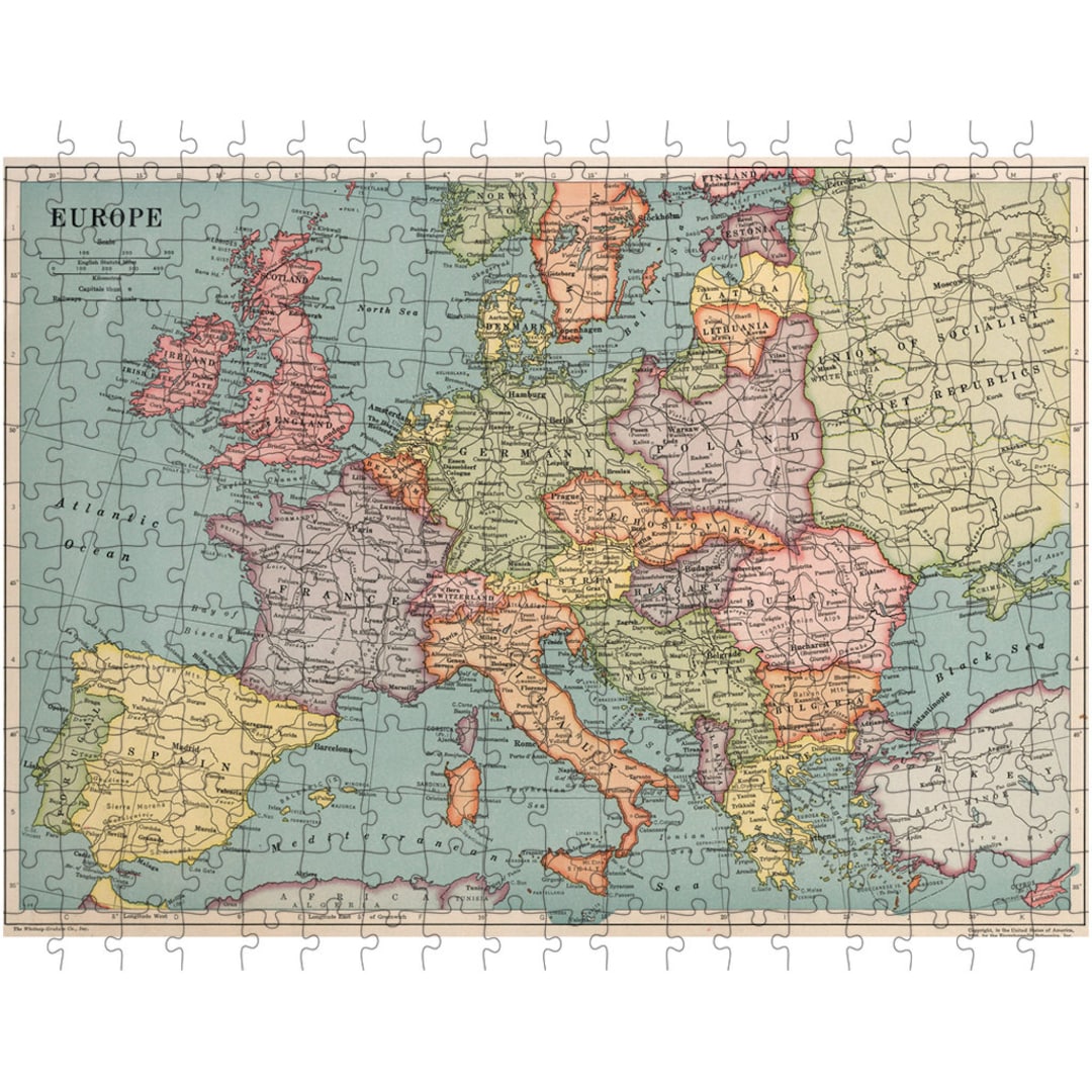 Jigsaw Puzzle Map of Old Europe 252 Pieces World Atlas Europe Map ...