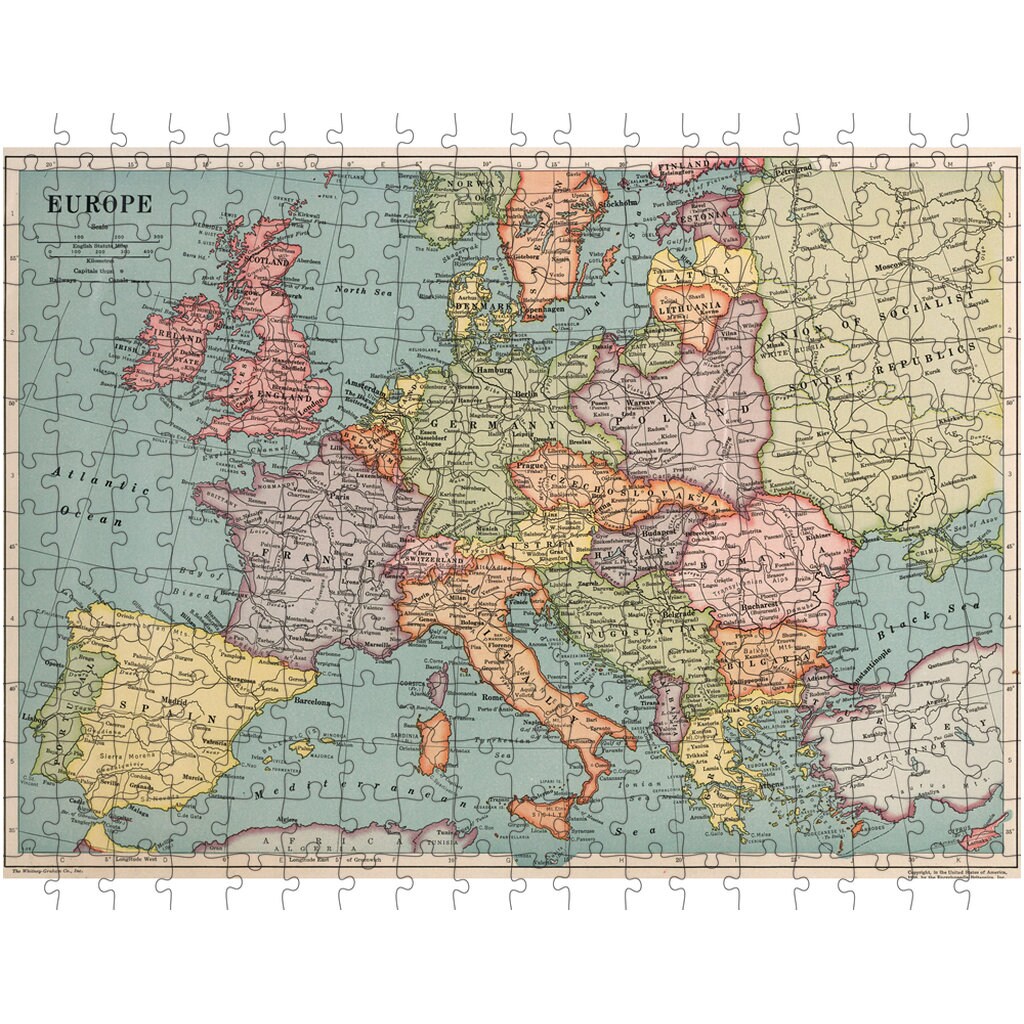 Jigsaw Puzzle Map of Old Europe 252 Pieces World Atlas Europe Map ...