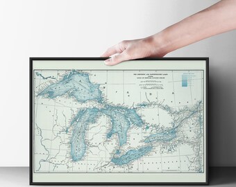 Great Lakes Map Vintage - Etsy